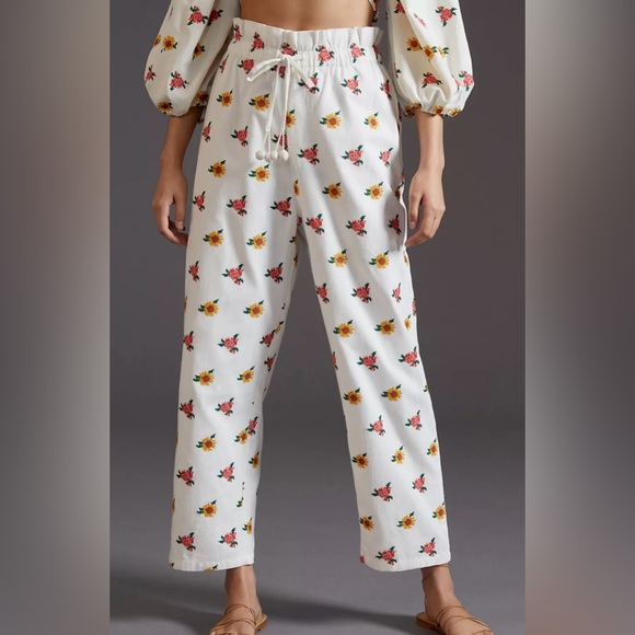 FARM Rio | Pants & Jumpsuits | Nwt Farm Rio Cross Stitch Floral Pants ...